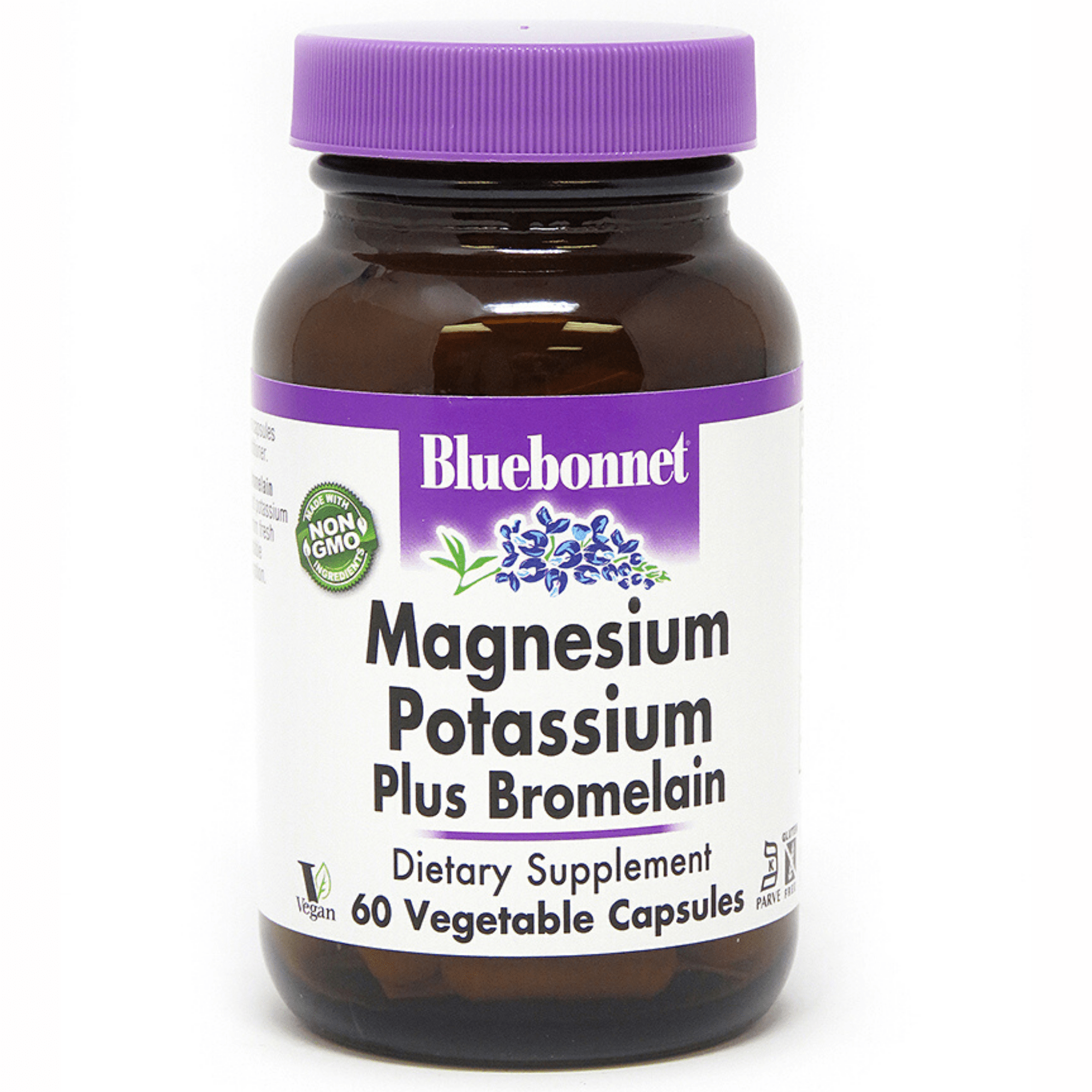 Bluebonnet Magnesium Potassium Plus Bromelain - Vegetable Capsules ...
