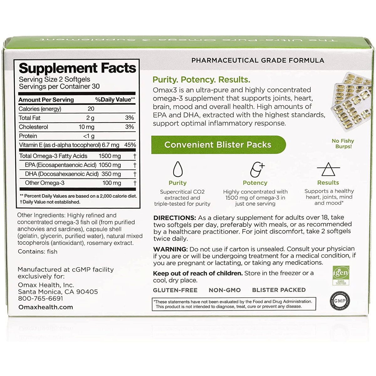 Omax3 Omega 3 Fish Oil Pills - 60 Cápsulas Blandas