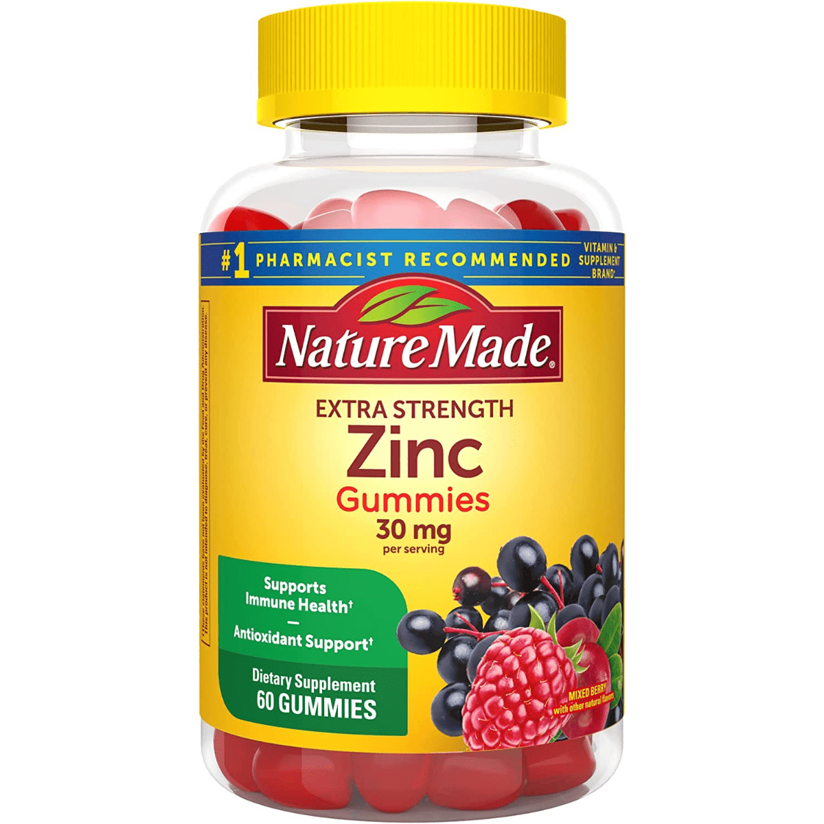 Nature Made Zinc 30 mg - Mezcla de Bayas - 60 Gomitas | Puro Estado Fisico
