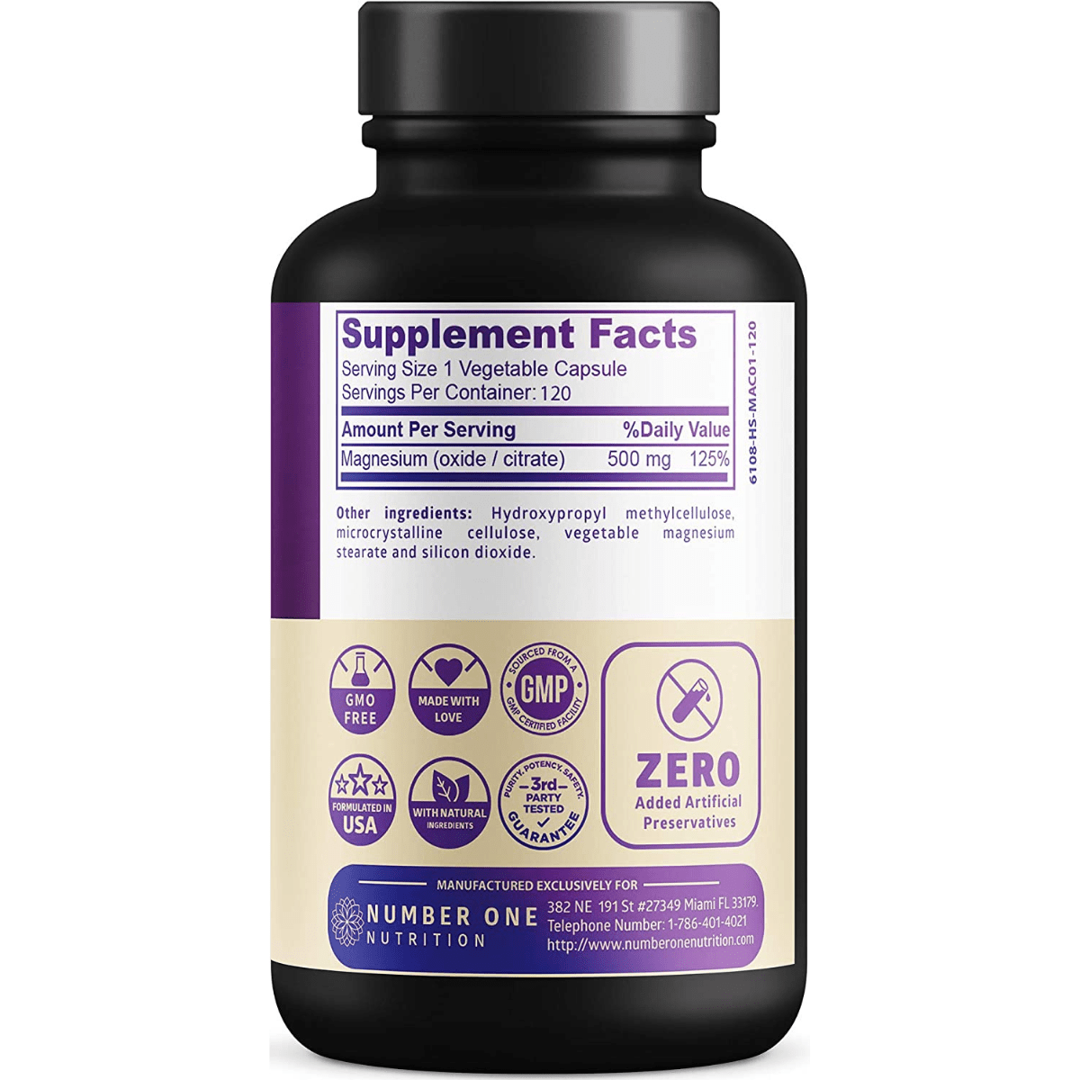 Number One Nutrition Magnesium Complex - 120 Cápsulas Vegetales | Puro ...