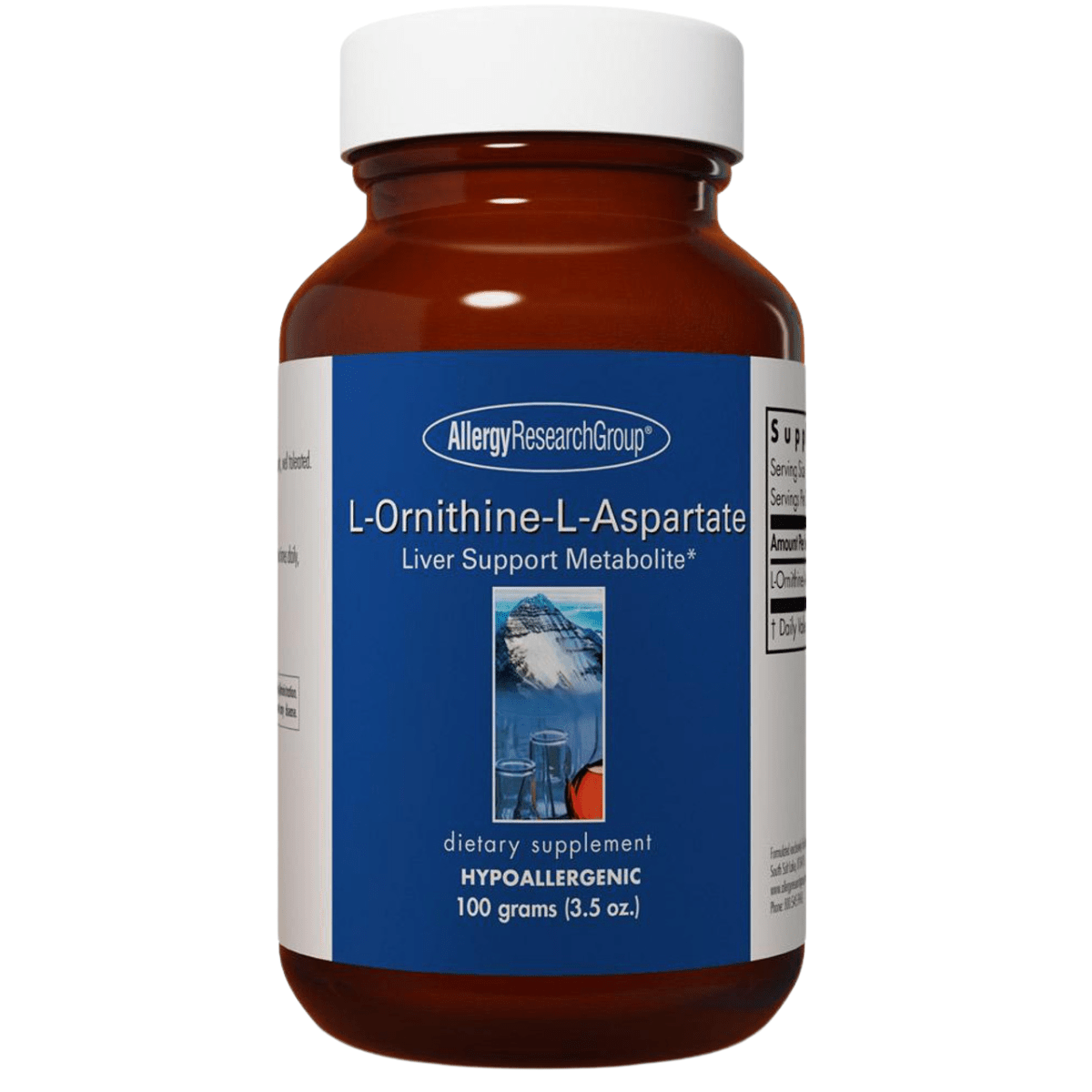 Allergy Research Group L-Ornitina-L-Aspartato - 100 g | Puro Estado Fisico