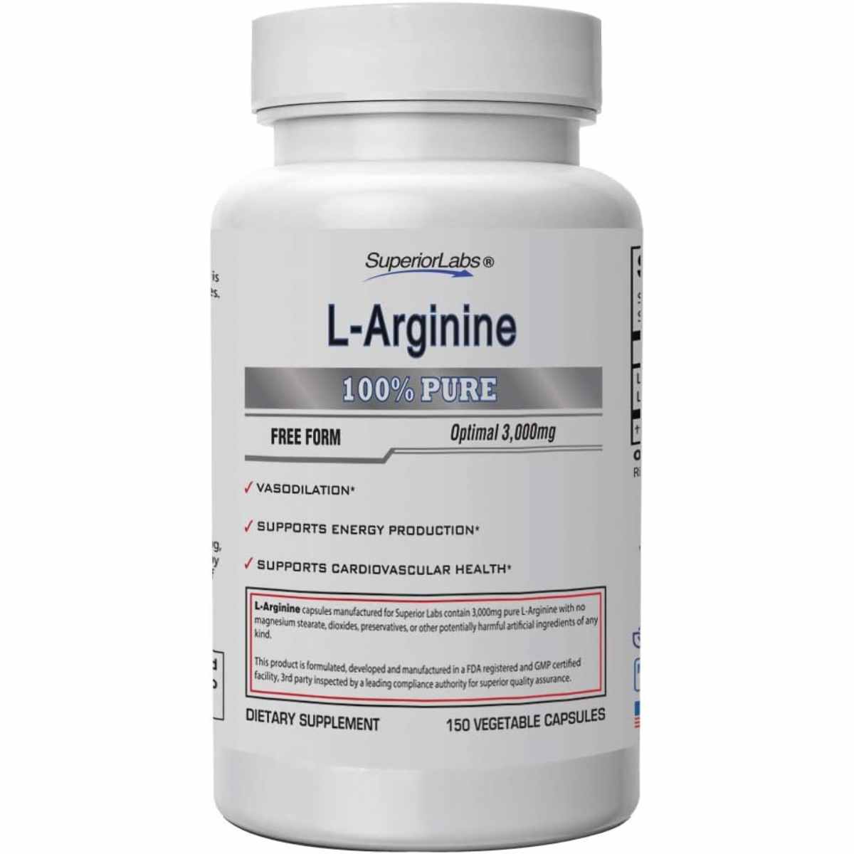 Arginina 3,000 mg - 150 Cápsulas Vegetales | Puro Estado Fisico