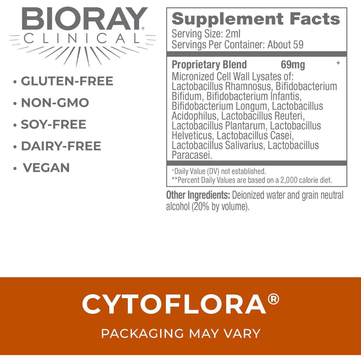 Bioray CytoFlora® Tónico Probiótico para la Inmunidad - 118 ml Liquido