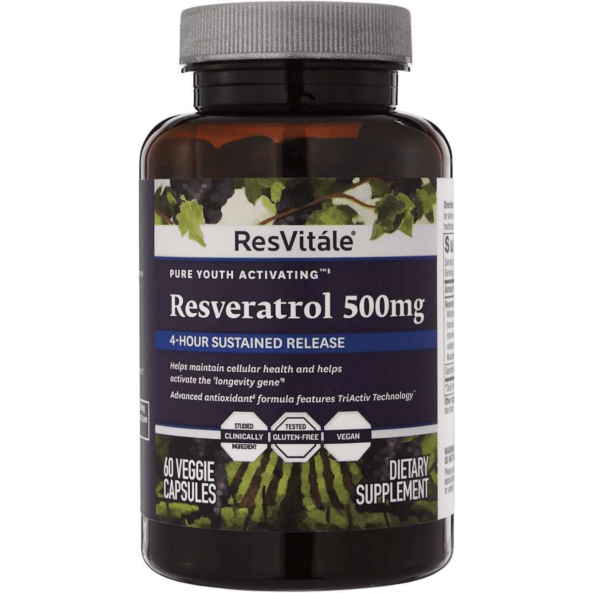 ResVitále Resveratrol 500 mg - 60 Cápsulas Vegetales | Puro Estado Fisico