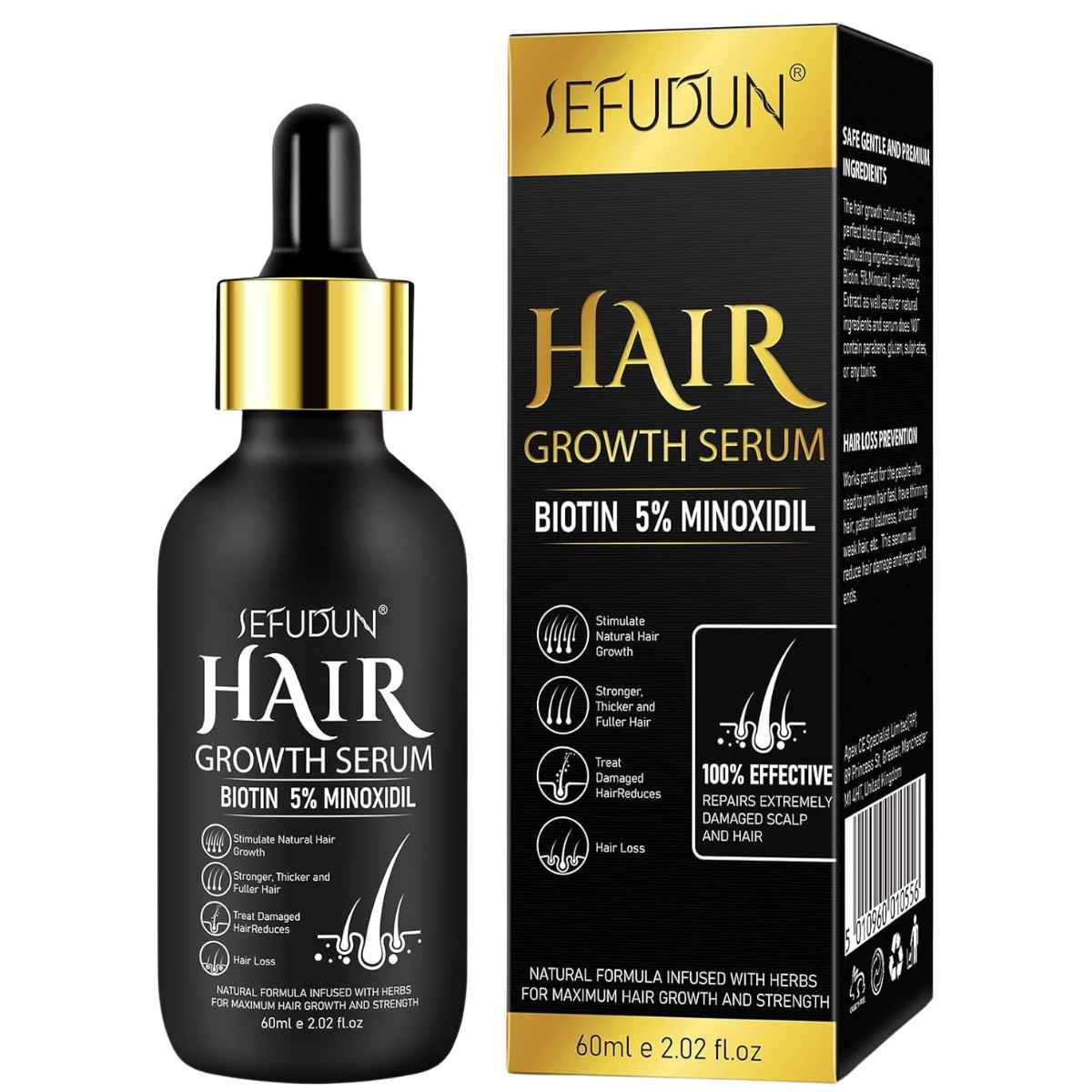 Sefudun Biotina con Minoxidil Crecimiento del Cabello - 60 ml