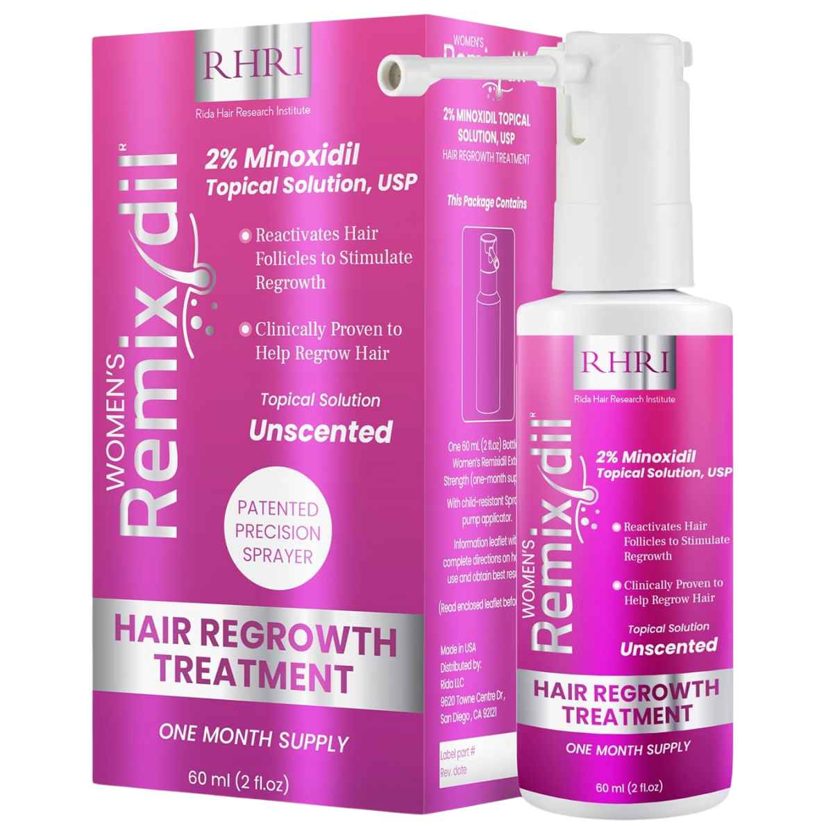 RHRI Remixidil Minoxidil 2% para mujer - 60 ml
