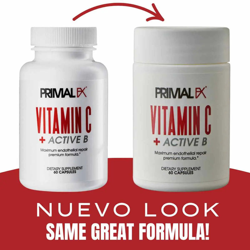 Nueva presentación de PrimalFX Vitamina C + Activo B 850 mg - Diseño renovado con 60 cápsulas ...